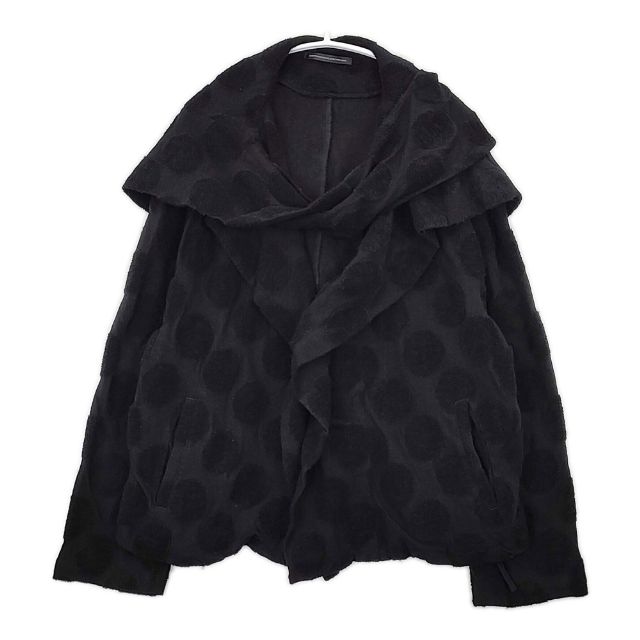Y’s フード付き ドット 羽織 yo-t07-064 コットンウール ジャケット ブラック レディース ワイズ/Yohji【中古】5-1127T∞