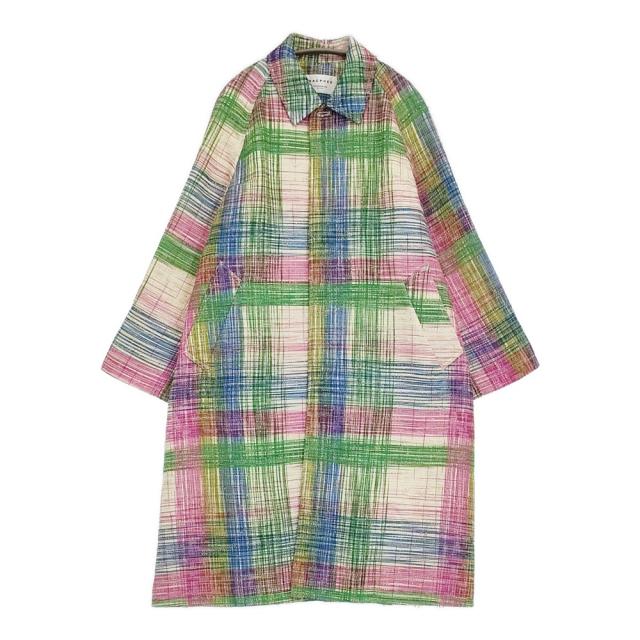 MACPHEE オーバーチェックツイードステンカラーコート 定価88000円 トゥモローランド 裏地付 24SS マルチカラー レディース マカフィー【中古】5-1127T♪