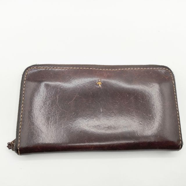 HENRY BEGUELIN レザー オミノ  小銭入れあり ラウンドファスナー 長財布 ダークブラウン レディース エンリーベグリン【中古】5-0306G∞