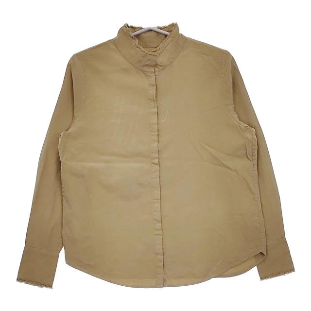 humoresque highneck frill shirt KA2201c 定価51700円 シルクコットン ハイネック 長袖シャツ ベージュ レディース ユーモレスク【中古】5-0309M♪