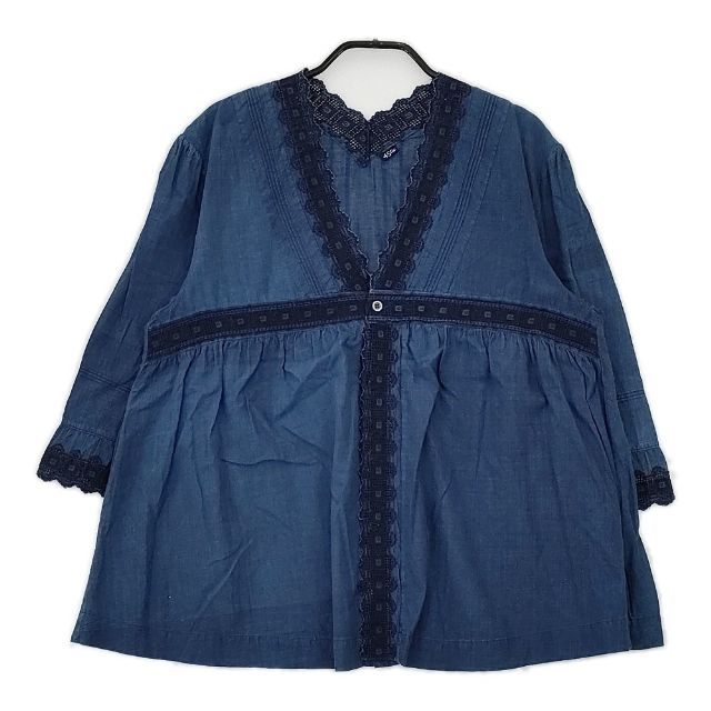 45R/45rpm 藍インドカディdeカットワークボレロ 定価52800円 ブラウス シャツ ネイビー レディース フォーティーファイブアールピーエム【中古】5-0616M∞
