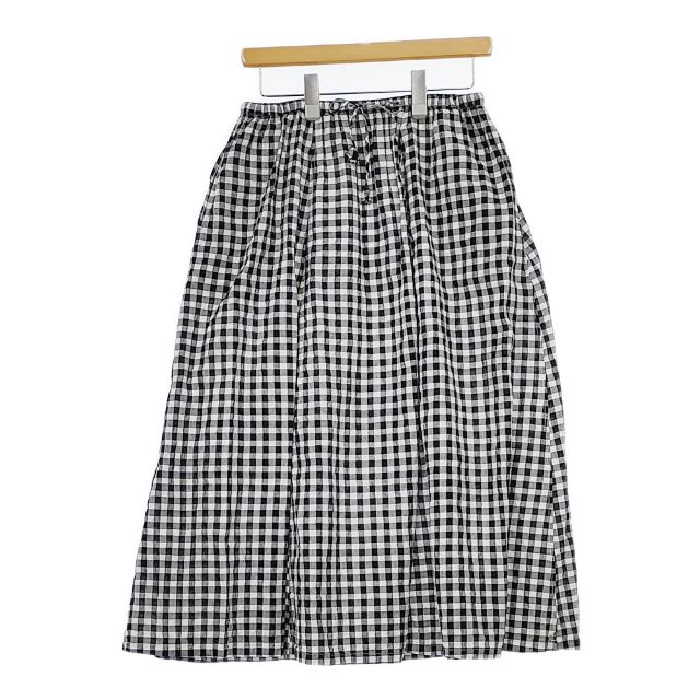 45R/45rpm クシュクシュギンガムチェックのスカート 定価39600円 ロングスカート ブラック ホワイト レディース フォーティーファイブアールピーエム【中古】5-0616M∞