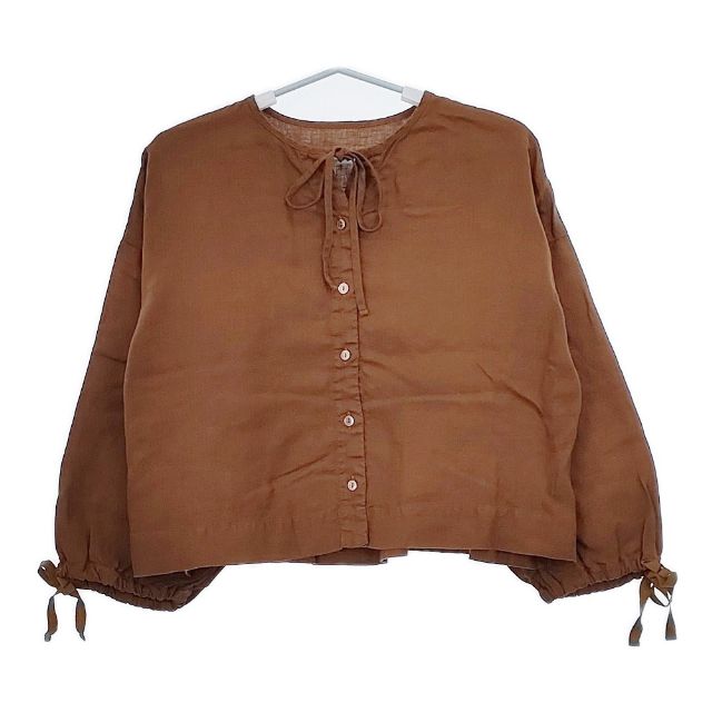 nest Robe 01213-1111 リネン超撥水ギャザースリーブショートシャツ ブラウス シャツ 21AW ブラウン レディース ネストローブ【中古】5-0616M∞