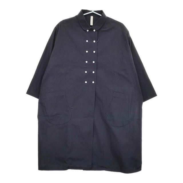 sirone ダブルボタン オーバーサイズコート コットンナイロン サイズS コート ネイビー レディース シロネ【中古】5-0405M♪