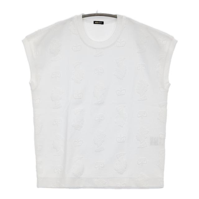 R&D.M.Co- Qween Elizabeth クイーンエリザベス ジャガードTシャツ 定価22000円 ホワイト レディース オールドマンズテーラー【中古】5-0622S♪