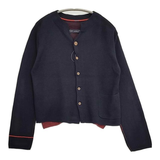 Pal’las Palace 14Ｇミラノリブ ボトル襟カーディガン 定価26400円 KCD25238C コットン カーディガン ネイビー レディース パラスパレス【中古】5-1115T♪