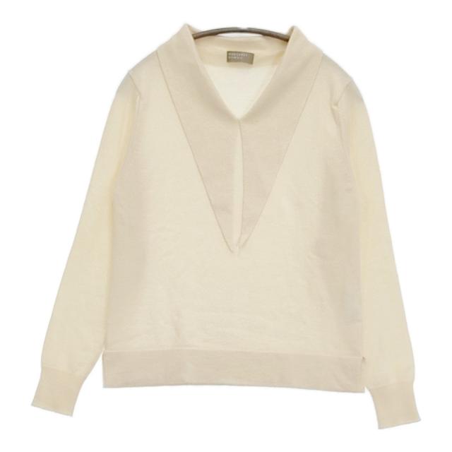 MARGARET HOWELL NECK TIE JUMPER KNIT スコットランド製 カシミヤ 定価71500円 ニット アイボリー レディース マーガレットハウエル【中古】5-1115T♪