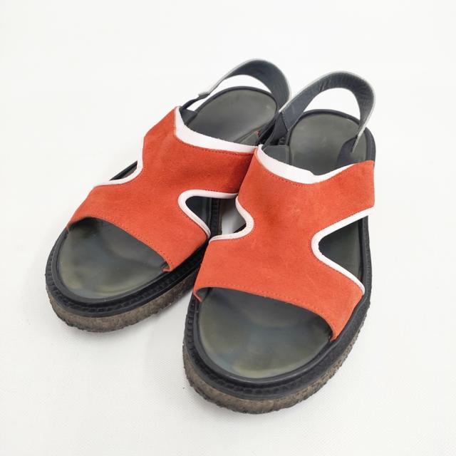 ADIEV ラバーソール サイズ38 サンダル ブラック オレンジ レディース アデュー【中古】5-0607S◎