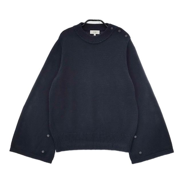 HYKE BELL SLEEVE SWEATER サイドボタン セーター ニット ネイビー レディース ハイク【中古】5-0730M∞