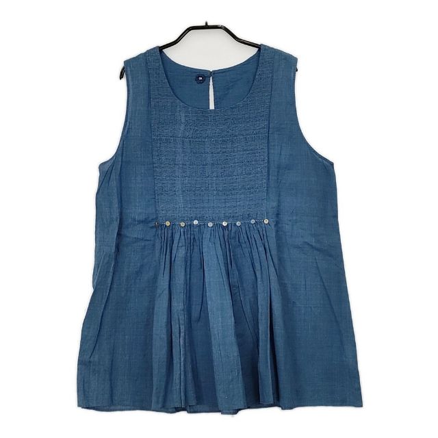 45R/45rpm 藍カディスモッキングブラウス 定価52800円 ブラウス シャツ ブルー レディース フォーティーファイブアールピーエム【中古】5-0607S∞