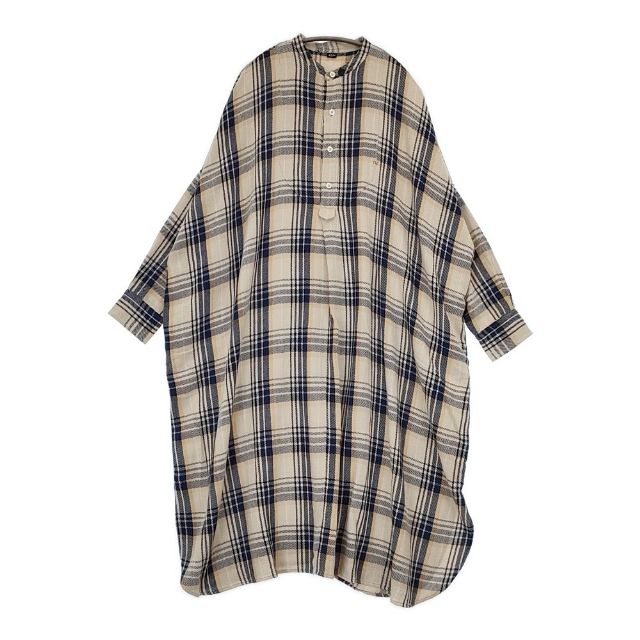 45R/45rpm インドネルのビッグシャツドレス 定価44000円 チェック コットン ワンピース ベージュ レディース フォーティーファイブアールピーエム【中古】5-1119T∞