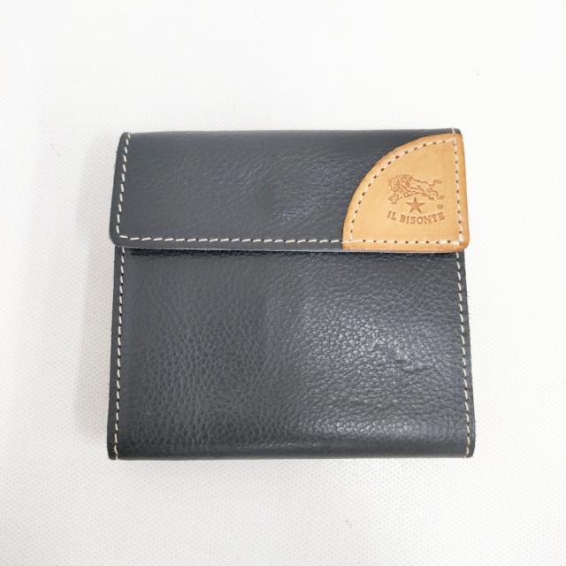 IL BISONTE 24SS 2つ折り レザー 革 二つ折り財布 ネイビー レディース イルビゾンテ【中古】5-1001G◎