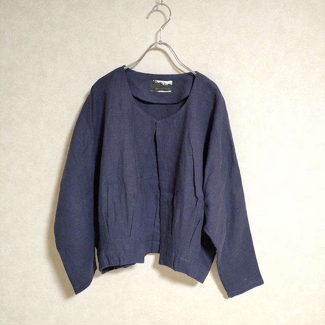 patterntorso コットンリネン ノーカラー サイズF ノーカラージャケット ネイビー レディース パターントルソ【中古】3-0417M の通販はau PAY マーケット ...