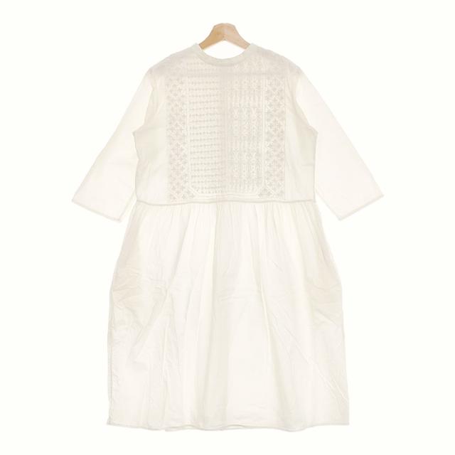 maison de SOIL バンドカラー ギャザー 刺繍入り オーガニックコットン ワンピース レディース メゾンドソイル【中古】4-1209M△