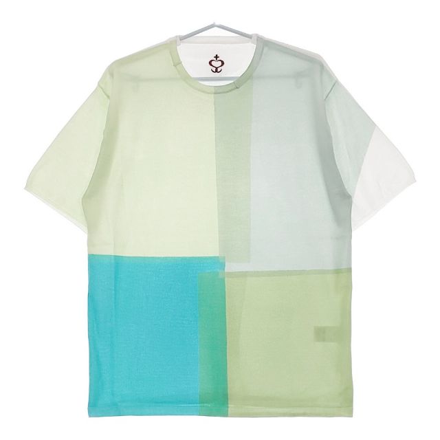 SIDE SLOPE 新品 コットン 定価29700円 SSL33-052R 半袖 ニット ライトグリーン ホワイト メンズ サイドスロープ【中古】5-0609S∞