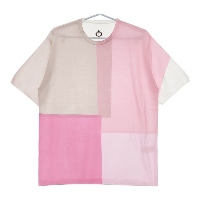 SIDE SLOPE 新品 コットン 定価29700円 SSL33-052R 半袖 ニット ピンク ホワイト メンズ サイドスロープ【中古】5-0609S∞