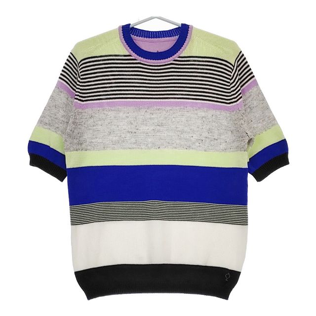 SIDE SLOPE 新品 マルチボーダー SSL23-302G 定価27000円 半袖 ニット マルチ メンズ サイドスロープ【中古】5-0609S∞