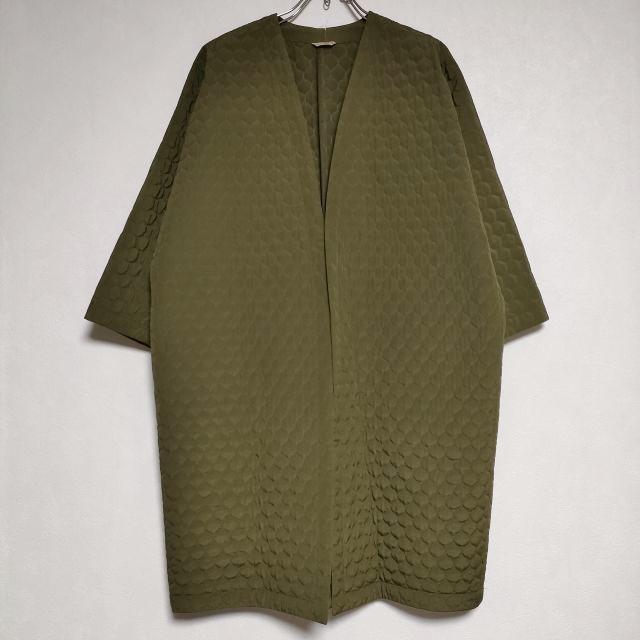 ARTS&SCIENCE Woven robe Silk spun crape vintage quilt 083-L142-216 ローブ シルク 中綿 コート カーキ レディース アーツ&サイエンス【中古】4-1117T∞