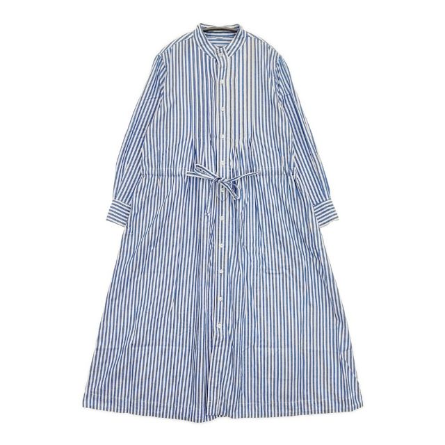 45R/45rpm ジンバオックスのシャツドレス ワンピース 定価39600円 ワンピース ブルー ホワイト レディース フォーティーファイブアールピーエム【中古】5-1106M∞