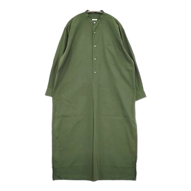 COMOLI S03-02014 バンドカラー シャツワンピ コットン プルオーバー ワンピース グリーン レディース コモリ【中古】5-1106M∞