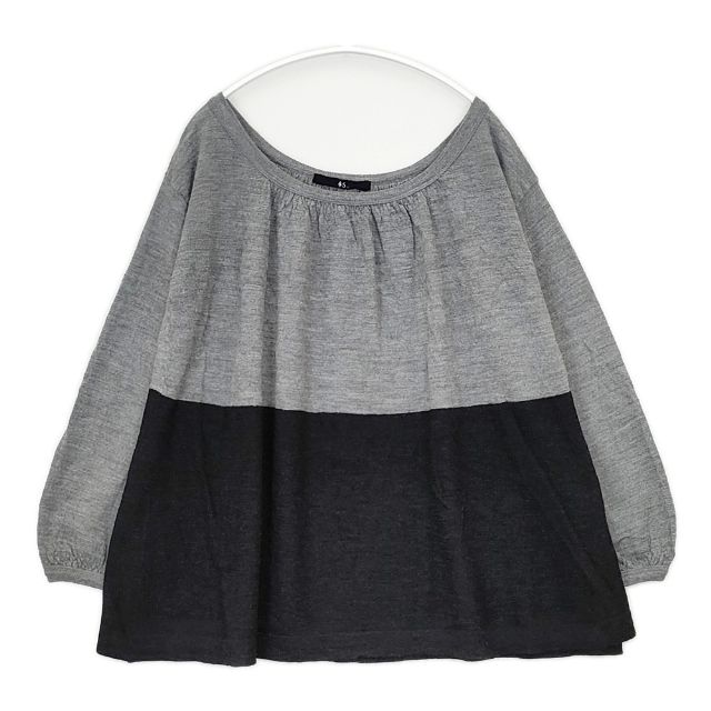 45R/45rpm 未使用品 バイカラーウール天竺ブラウス 定価27500円 チュニック グレー レディース フォーティーファイブアールピーエム【中古】5-1106T∞