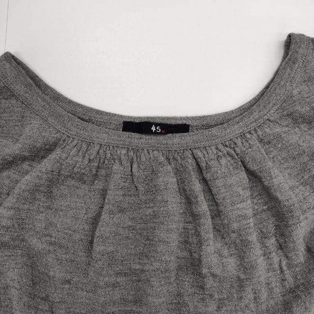 45R/45rpm 未使用品 バイカラーウール天竺ブラウス チュニック グレー