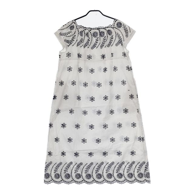 45R/45rpm カットワークDRESS 定価80300円 リネンコットン ワンピース ホワイト ネイビー レディース フォーティーファイブアールピーエム【中古】5-0702S∞