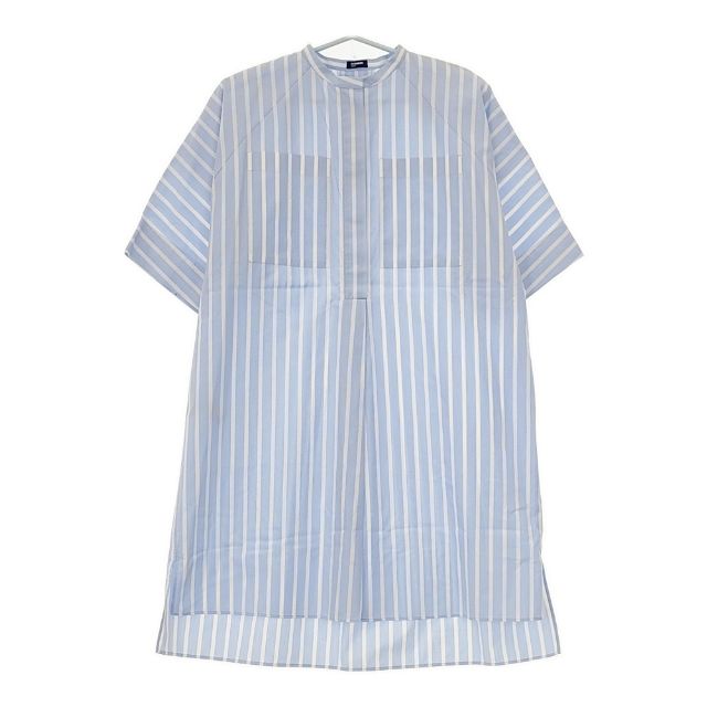 JIL SANDER NAVY イタリア製 コットン 34 ロングシャツ 半袖 ストライプ プルオーバー ワンピース ブルー ホワイト レディース ジルサンダーネイビー【中古】5-0702S∞