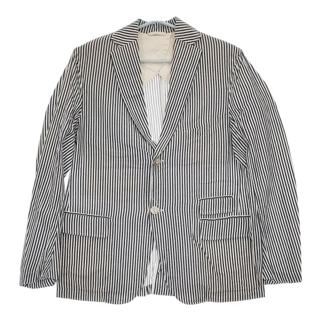 ARTS&SCIENCE 011-00252-019 サイズ2 ストライプ テーラードジャケット ネイビー ホワイト レディース アーツ&サイエンス【中古】5-0411M♪