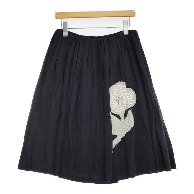 mina perhonen os5648 forest girl 刺繍 スカート 濃紺 ネイビー レディース ミナペルホネン【中古】5-1109M∞