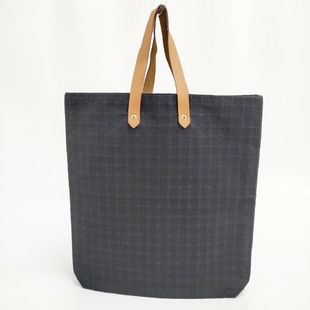 HERMES アメダバGM  コットン インド製 レザーハンドル  トートバッグ ブラック レディース エルメス【中古】5-1006G∞