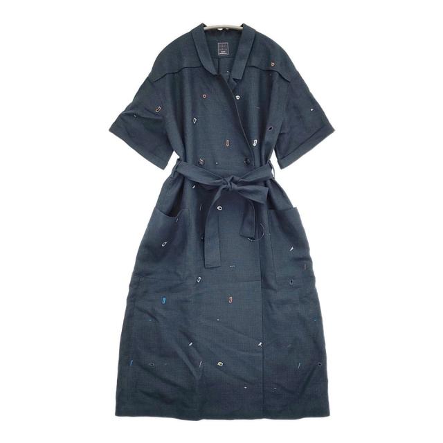 mina perhonen sunny hole リネン コート ワンピースコート abs3971 コート 23SS グリーン ネイビー レディース ミナペルホネン【中古】5-1014M♪