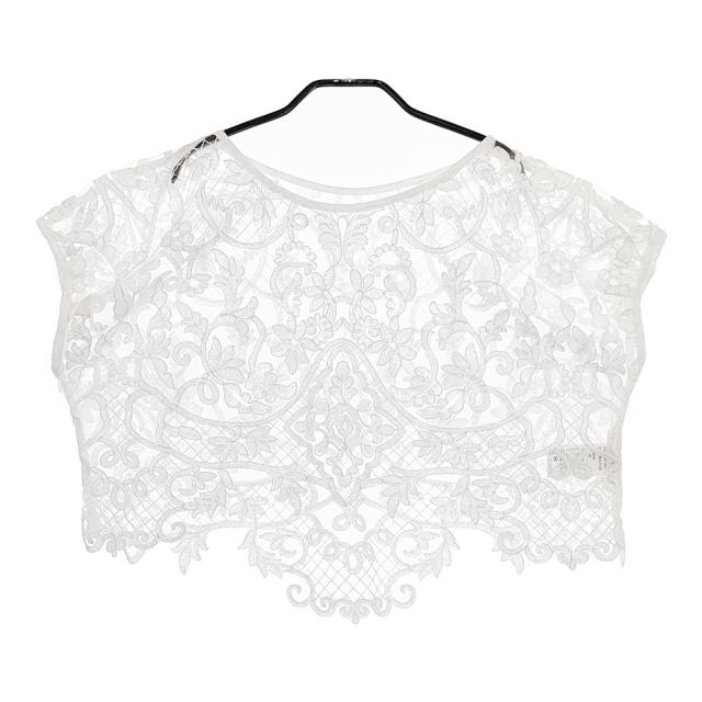 MAURIZIO MYKONOS マウリツィオミコノス レースノースリーブブラウス ギリシャ製 定価38500円 24SS ホワイト レディース【中古】4-1129S♪