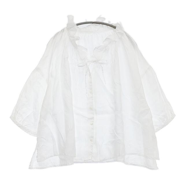 nest Robe リネンシアーフリルブラウス 01243-1143 ブラウス シャツ 24AW ホワイト レディース ネストローブ【中古】5-1022M♪