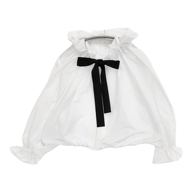 Audie a Muses メモリージップアップブラウス 定価17600円 83031-507 ブラウス シャツ ホワイト レディース オーディアミューズ【中古】5-1022M♪