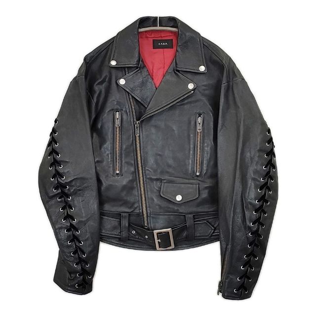 G.V.G.V. 革 GV1731003 レースアップレザーダブル ライダースジャケット ブラック レディース ジーヴィージーヴィー【中古】5-1101T∞