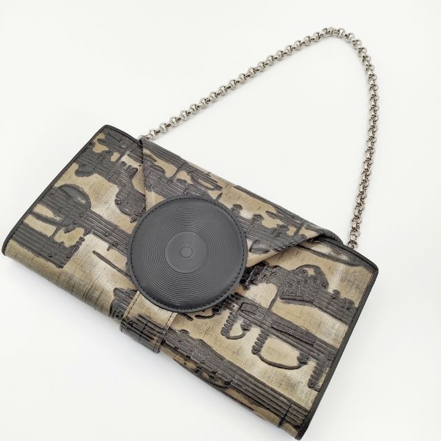 HIROKO HAYASHI ムスク チェーン付きウォレット 長財布 カーキ ブラック レディース ヒロコハヤシ【中古】5-0910G∞