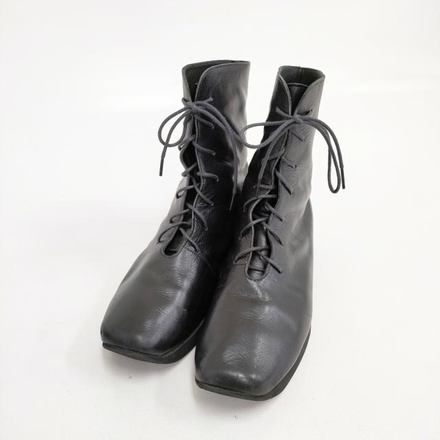 JURGEN LEHL レースアップ レザー サイズ23cm ブーツ ブラック レディース ヨーガンレール【中古】5-1102G◎