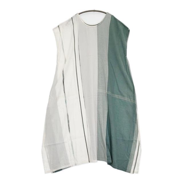 tamaki niime fuwa-T LONG フワTロング ラウンドネックコットンワンピース ホワイト グリーン レディース 玉木新雌/タマキニイメ【中古】5-0916S♪