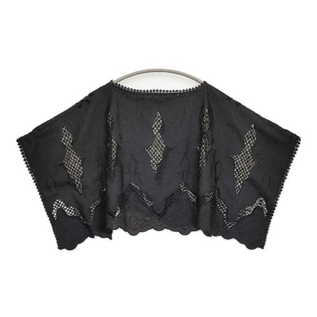 Diagram GRACE CONTINENTAL 刺繍ポンチョトップ 定価31900円 25SS ブラック レディース ダイアグラム グレースコンチネンタル【中古】5-0916M♪