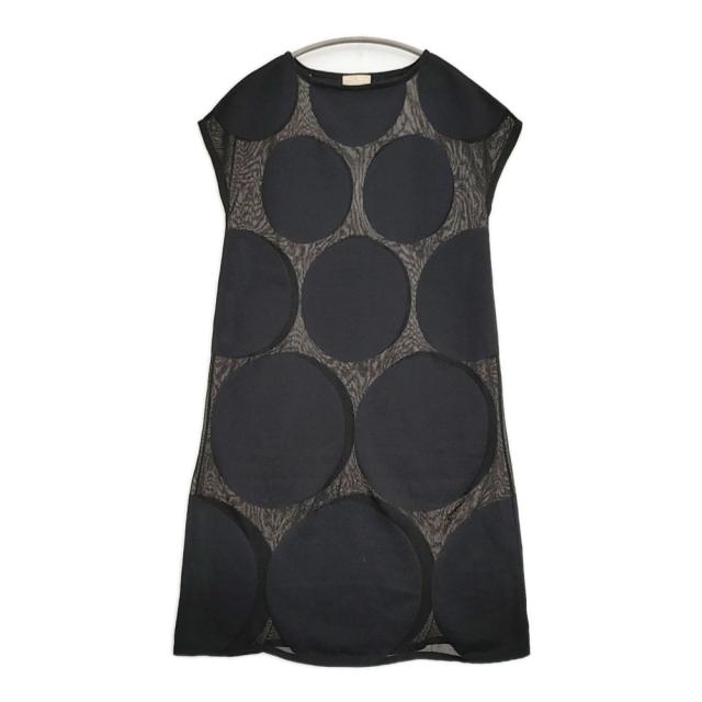 Sybilla サークルインターシャニットワンピース ドット 定価64900円 GBAGS-01590 サイズM ワンピース ブラック レディース シビラ【中古】5-0916S♪