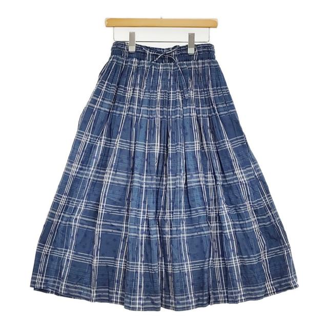 soil チェック/フラワープリントギャザースカート 定価19800円 サイズ2 NSL24065 ロング 24SS ブルー ホワイト レディース ソイル【中古】5-0908M♪