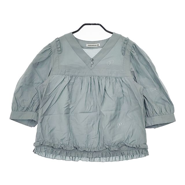 mina perhonen choucho abs1258 コットンシルク 刺繍 ブラウス シャツ 23SS ライトグリーン レディース ミナペルホネン【中古】5-0222M∞