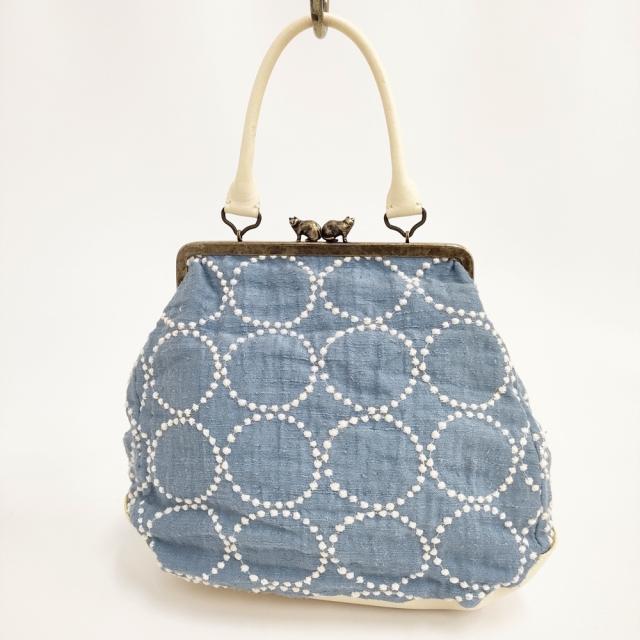 mina perhonen cuddle tambourine ss9974 シルク混 牛革 カドルバッグ ハンドバッグ ミズイロ レディース ミナペルホネン【中古】5-0804G◎