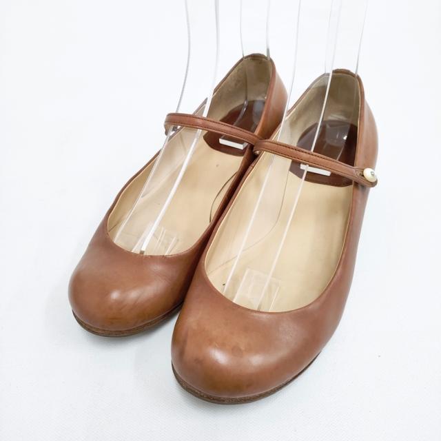 R.U. ワンストラップ レザー パンプス ブラウン レディース アールユー【中古】5-1203G◎