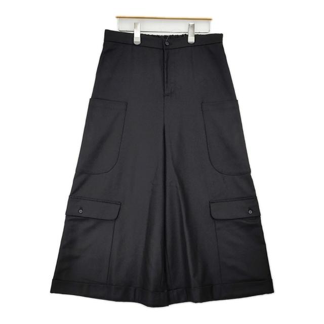 mochi pocket wide pants ポケットワイドパンツ 定価26400円 サイズ2 クロップド丈 パンツ ブラック レディース モチ【中古】5-1203T♪