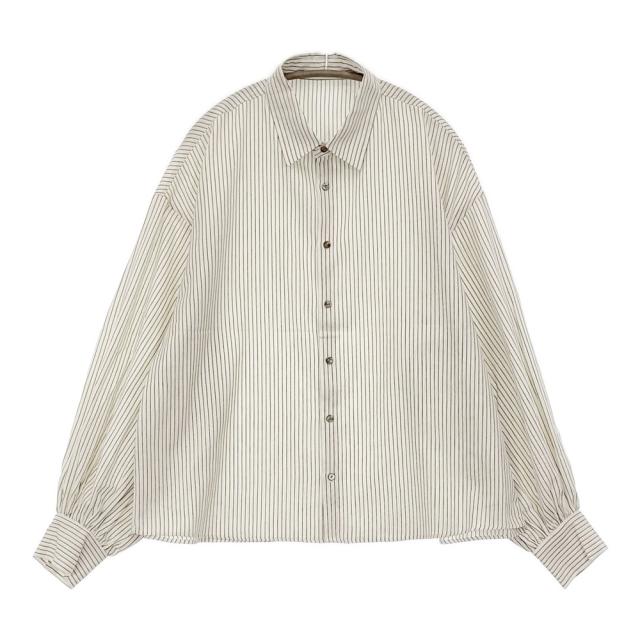 veritecoeur Wide Chest Shirt レギュラーカラーボックスシルエットシャツ 定価19800円 ストライプ オフホワイト ブラック レディース ヴェリテクール【中古】5-1203M♪