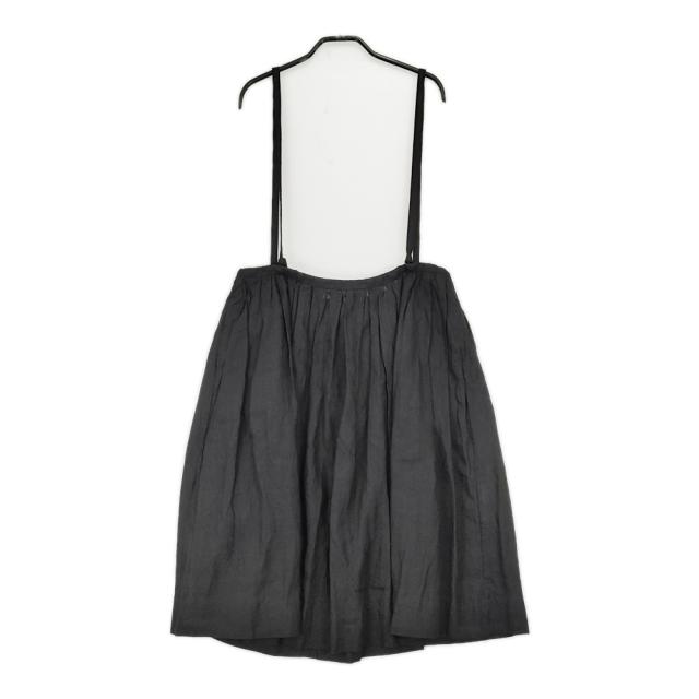Toujours リネン シルク ギャザー サスペンダー サイズF 日本製 スカート ブラック レディース トゥジュー【中古】5-0801M△