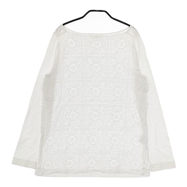 45R/45rpm レース×天竺ブラウス 定価46200円 長袖Ｔシャツ カットソー ロンＴ ホワイト レディース フォーティーファイブアールピーエム【中古】5-0324M∞
