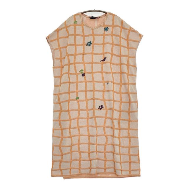 M&KYOKO 佐藤繊維 ニット ピクニック柄ボックスワンピース 定価39600円 ワンピース 24SS オレンジ レディース エムアンドキョウコ【中古】5-0725S♪